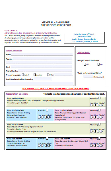 FREE 53+ Childcare Registration Form Samples, PDF, MS Word, Google Docs