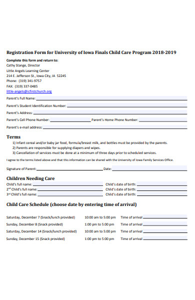 FREE 53+ Childcare Registration Form Samples, PDF, MS Word, Google Docs