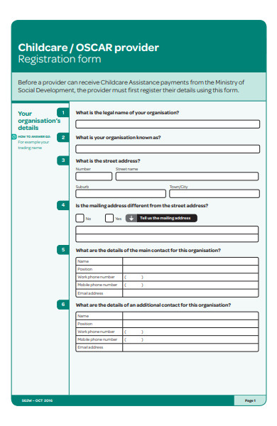 FREE 53+ Childcare Registration Form Samples, PDF, MS Word, Google Docs