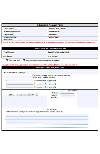 FREE 40+ Advertising Request Forms in PDF | MS Word