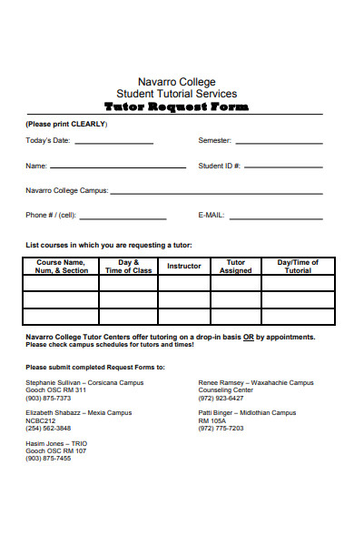 FREE 30+ Tutor Request Forms PDF | Ms Word | Excel