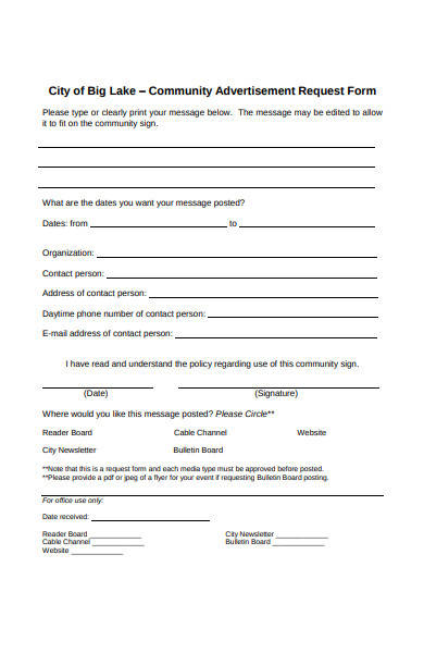 FREE 40+ Advertising Request Forms in PDF | MS Word