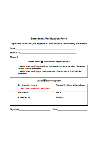 FREE 27 Enrollment Verification Forms In PDF Ms Word