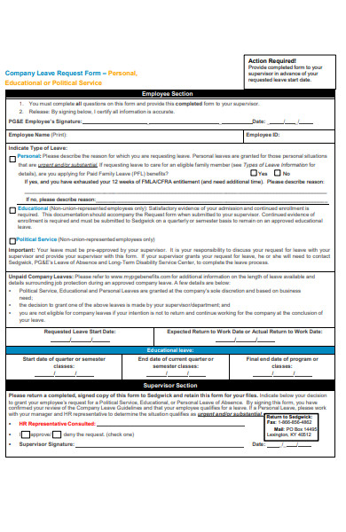 FREE 23+ Employee Leave Request Forms in PDF | MS Word| XLS