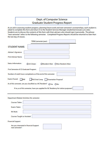 FREE 35+ Student Progress Report Form Samples, PDF, MS Word, Google Docs