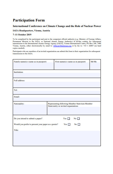 FREE 50+ Participation Forms in PDF | MS Word