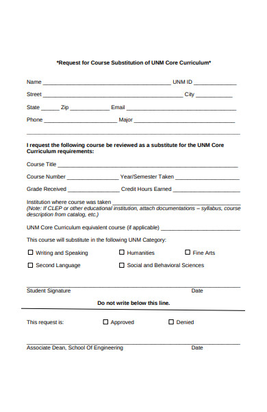 FREE 33+ Course Substitution Forms in PDF | Ms Word (doc.)