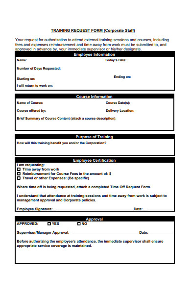 FREE 37+ Training Request Forms in PDF | Ms Word