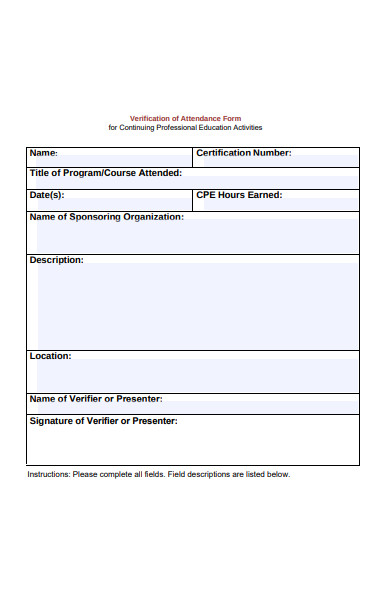 FREE 30+ Attendance Verification Forms in PDF | MS Word