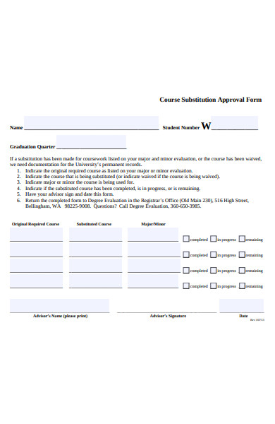 FREE 33+ Course Substitution Forms in PDF | Ms Word (doc.)