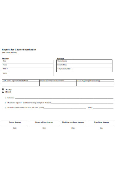FREE 33+ Course Substitution Forms in PDF | Ms Word (doc.)