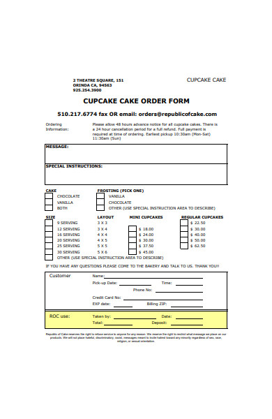 FREE 31+ Bakery Order Forms in PDF | Ms Word | XLS
