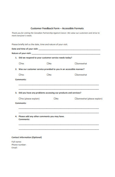 FREE 30+ Customer Feedback Forms in PDF | Ms Word | Excel