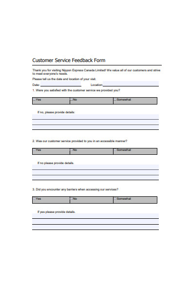 FREE 30+ Customer Feedback Forms in PDF | Ms Word | Excel