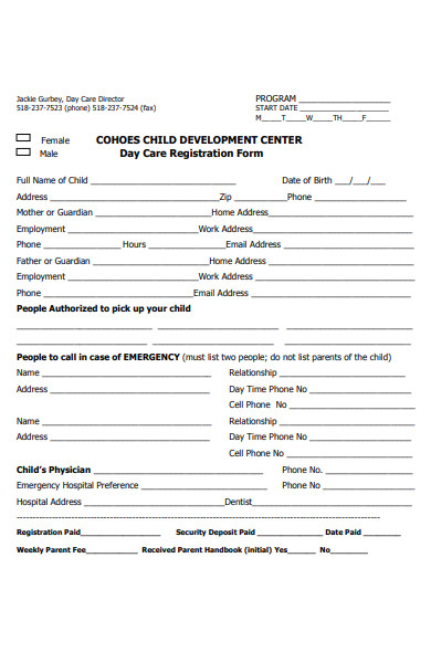 FREE 53+ Childcare Registration Form Samples, PDF, MS Word, Google Docs