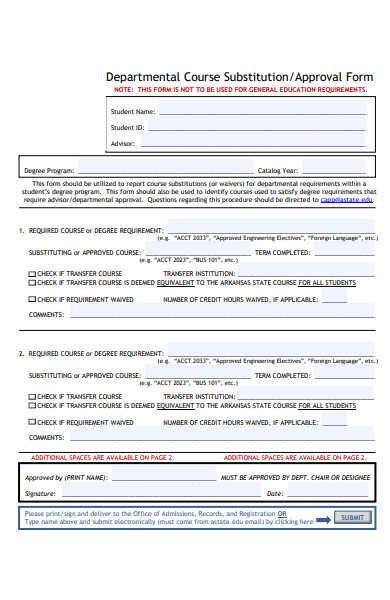 FREE 33+ Course Substitution Forms in PDF | Ms Word (doc.)