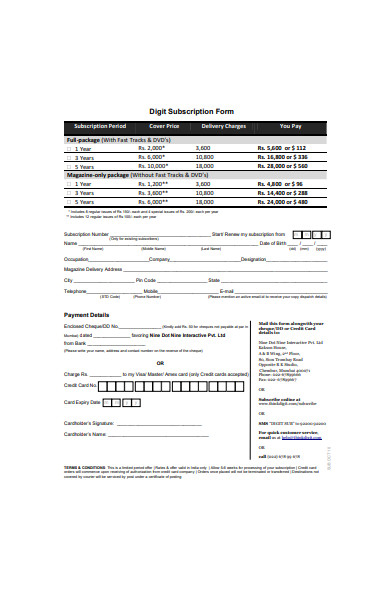 FREE 40+ Subscribe Forms in PDF | Ms Word (doc.)