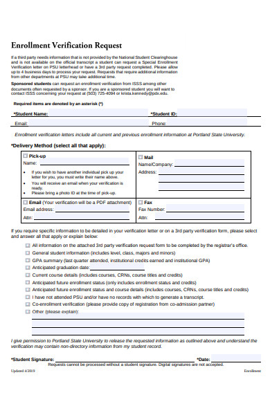 FREE 30+ Enrollment Verification Form Samples, PDF, MS Word, Google Docs