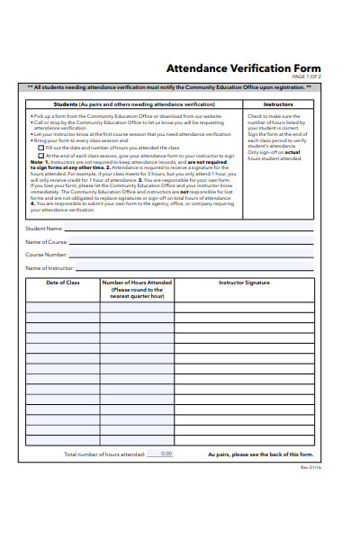 FREE 30+ Attendance Verification Forms in PDF | MS Word