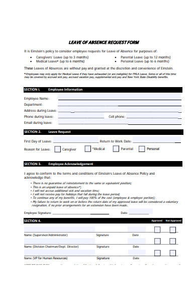 FREE 23+ Employee Leave Request Forms in PDF | MS Word| XLS
