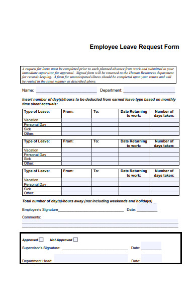 FREE 23+ Employee Leave Request Forms in PDF | MS Word| XLS