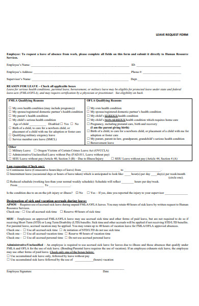 FREE 23+ Employee Leave Request Forms in PDF | MS Word| XLS