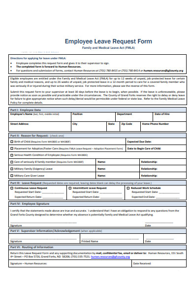 FREE 23+ Employee Leave Request Forms in PDF | MS Word| XLS