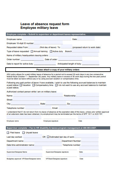 FREE 23+ Employee Leave Request Forms in PDF | MS Word| XLS