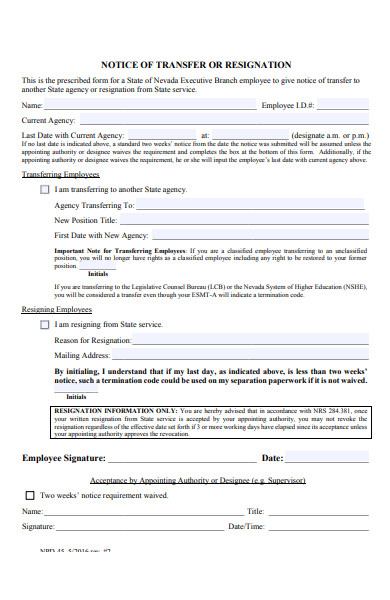 FREE 29+ Employee Resignation Form Samples, PDF, MS Word, Google Docs