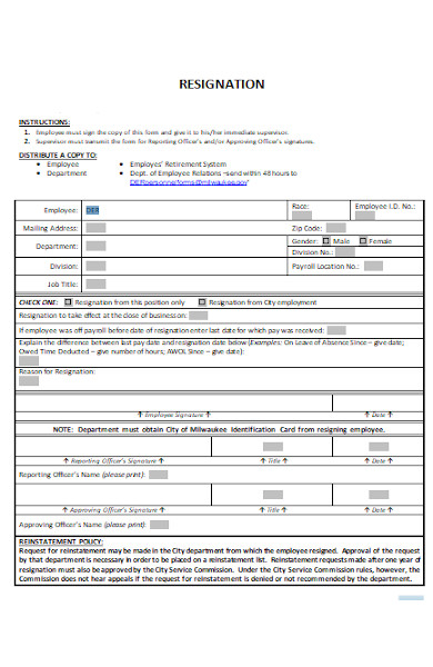 FREE 29+ Employee Resignation Form Samples, PDF, MS Word, Google Docs