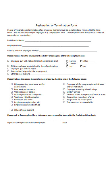 FREE 29+ Employee Resignation Form Samples, PDF, MS Word, Google Docs