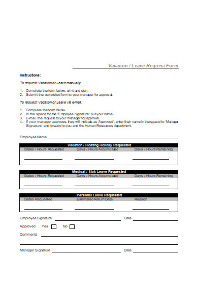 FREE 23+ Employee Leave Request Forms in PDF | MS Word| XLS