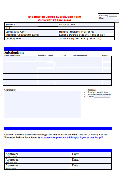 FREE 33+ Course Substitution Forms in PDF | Ms Word (doc.)