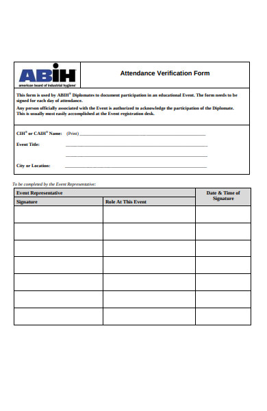 FREE 30+ Attendance Verification Forms in PDF | MS Word