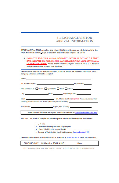 FREE 29+ Arrival Form Samples, PDF, MS Word, Google Docs