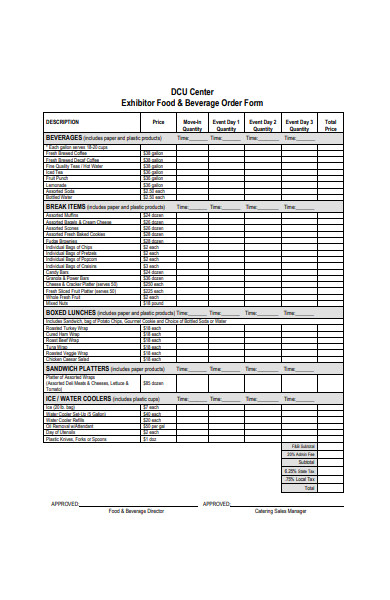 FREE 51+ Food and Beverage Order Forms in PDF | Ms Word