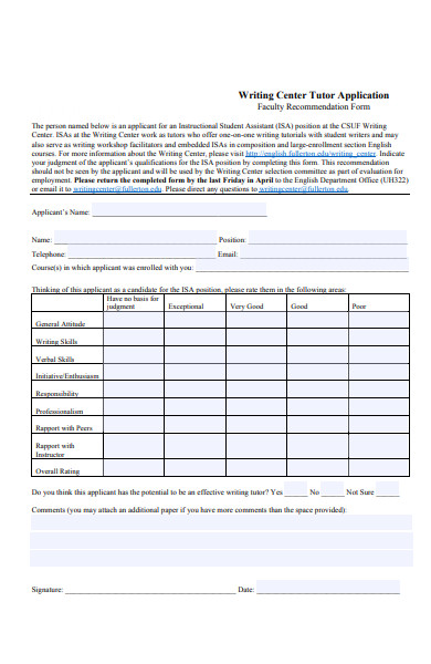 FREE 31+ Tutor Application Forms in PDF | MS Word