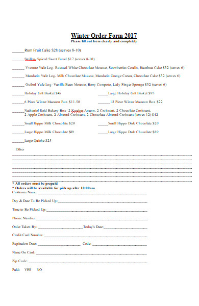 FREE 31+ Bakery Order Forms in PDF | Ms Word | XLS