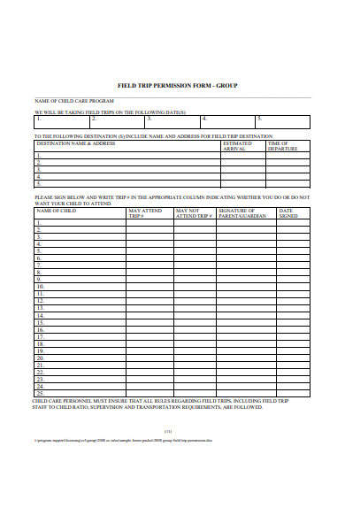 FREE 25+ Field Trip Permission Form Samples, PDF, MS Word, Google Docs ...