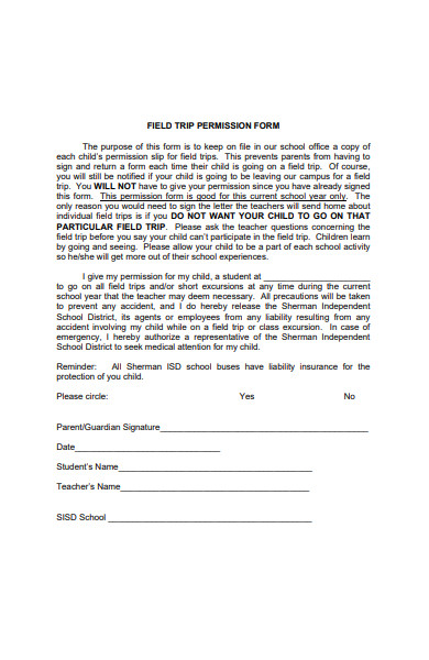 FREE 25+ Field Trip Permission Form Samples, PDF, MS Word, Google Docs ...