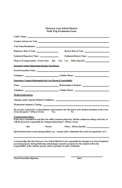 FREE 25+ Field Trip Permission Form Samples, PDF, MS Word, Google Docs ...