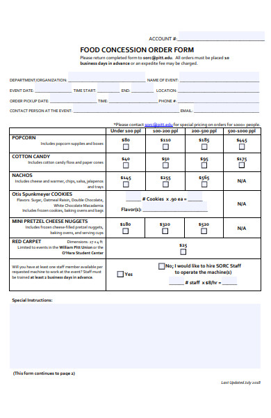 FREE 40+ Food Order Form Samples, PDF, MS Word, Google Docs