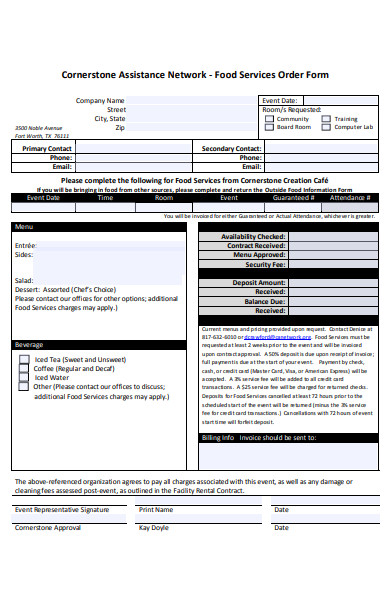 FREE 36+ Sample Food Order Forms in PDF | MS Word