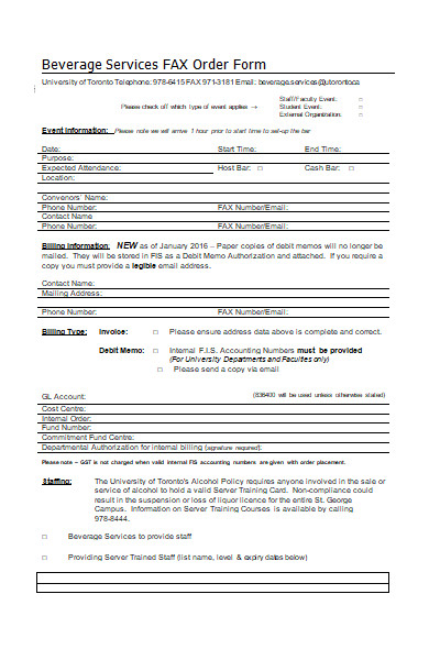 FREE 51+ Food and Beverage Order Forms in PDF | Ms Word