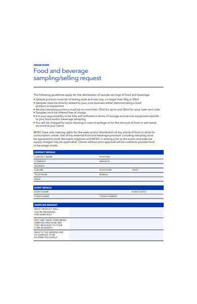 FREE 51+ Food and Beverage Order Forms in PDF | Ms Word
