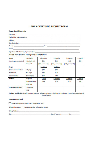 FREE 40+ Advertising Request Forms in PDF | MS Word