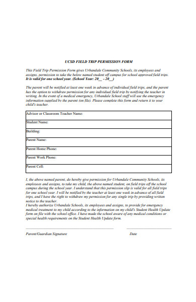 FREE 25+ Field Trip Permission Form Samples, PDF, MS Word, Google Docs ...
