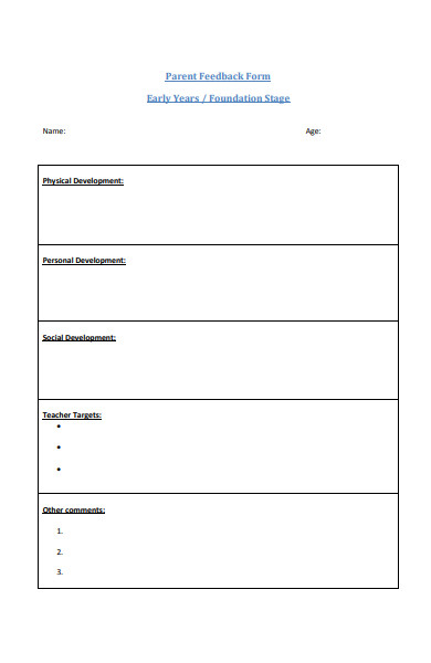 FREE 32+ Parent Feedback Form Samples, PDF, MS Word, Google Docs, Excel