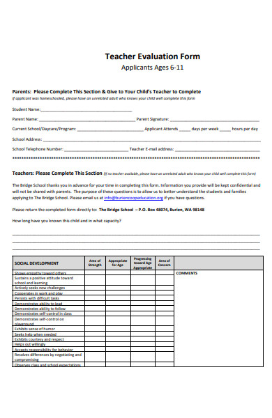 FREE 32+ Teachers Evaluation Forms in PDF | Ms Word