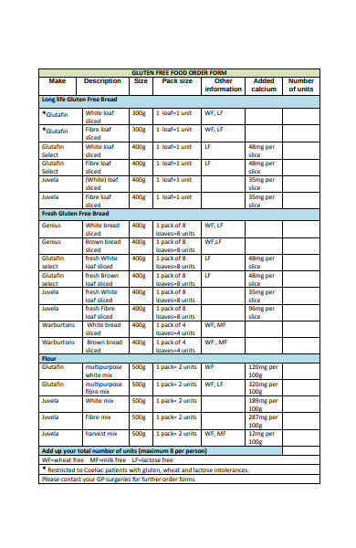FREE 40+ Food Order Form Samples, PDF, MS Word, Google Docs